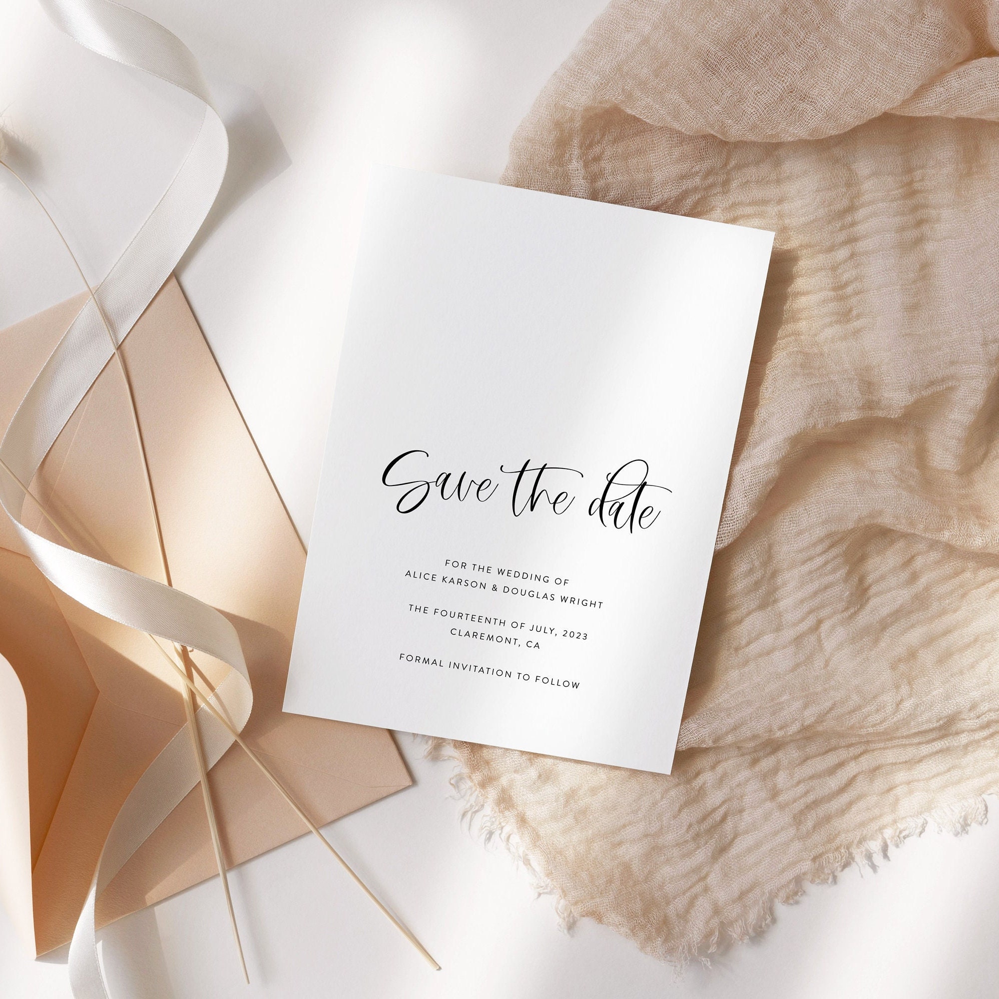 Modern Script Save the Date Template Calligraphy Save Our - Etsy