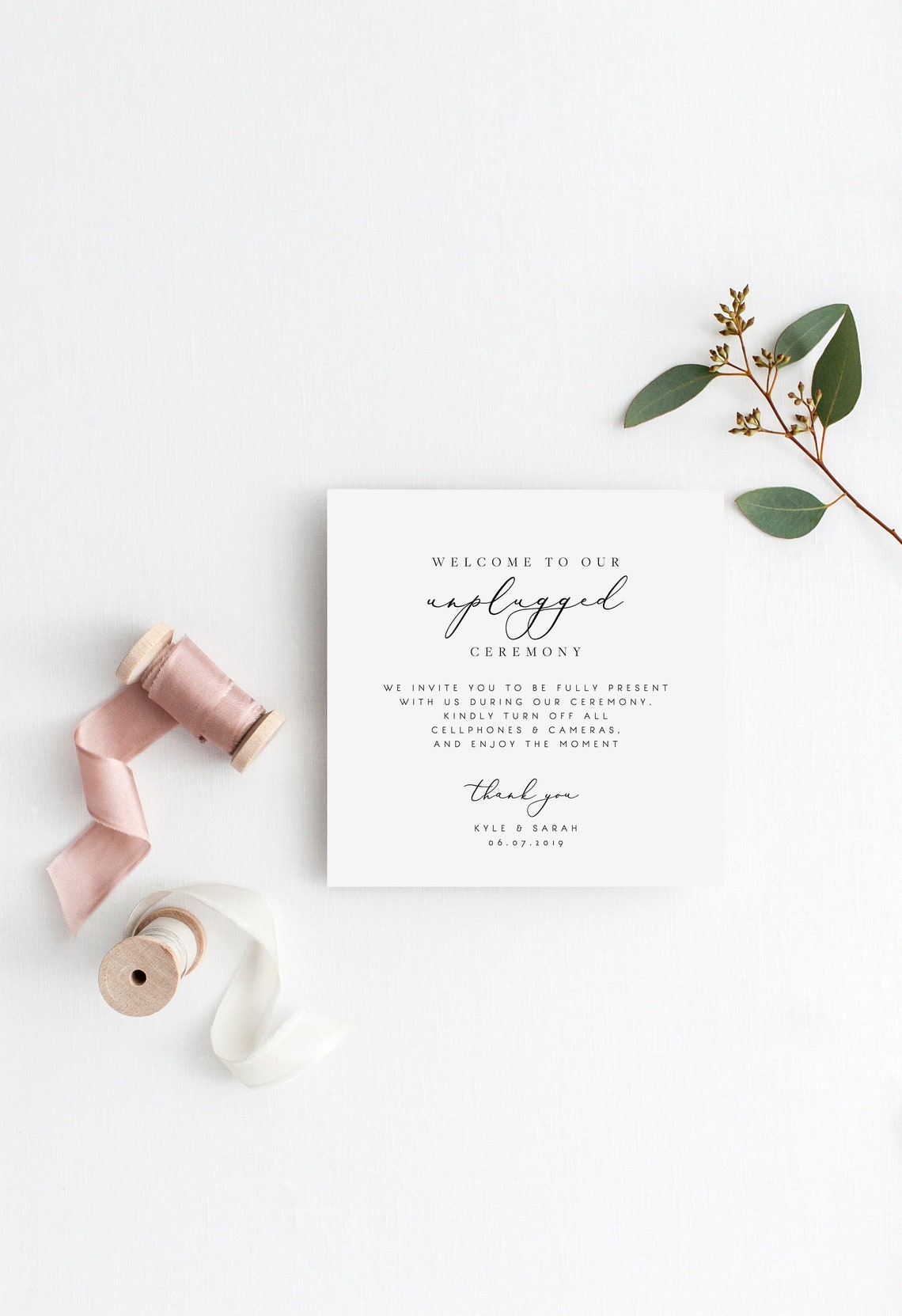 Unplugged Ceremony Card Wedding Template Round Square | Etsy