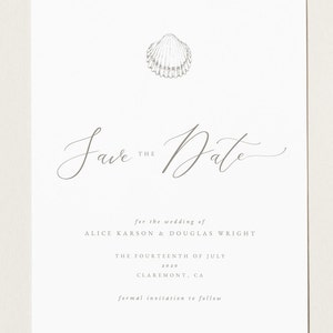 Seashell Save the Date Template, Nautical Save the Date Cards, Beach ...