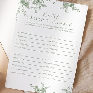 Bridal Word Scramble, Bridal Shower Word Scramble, Printable Game ...