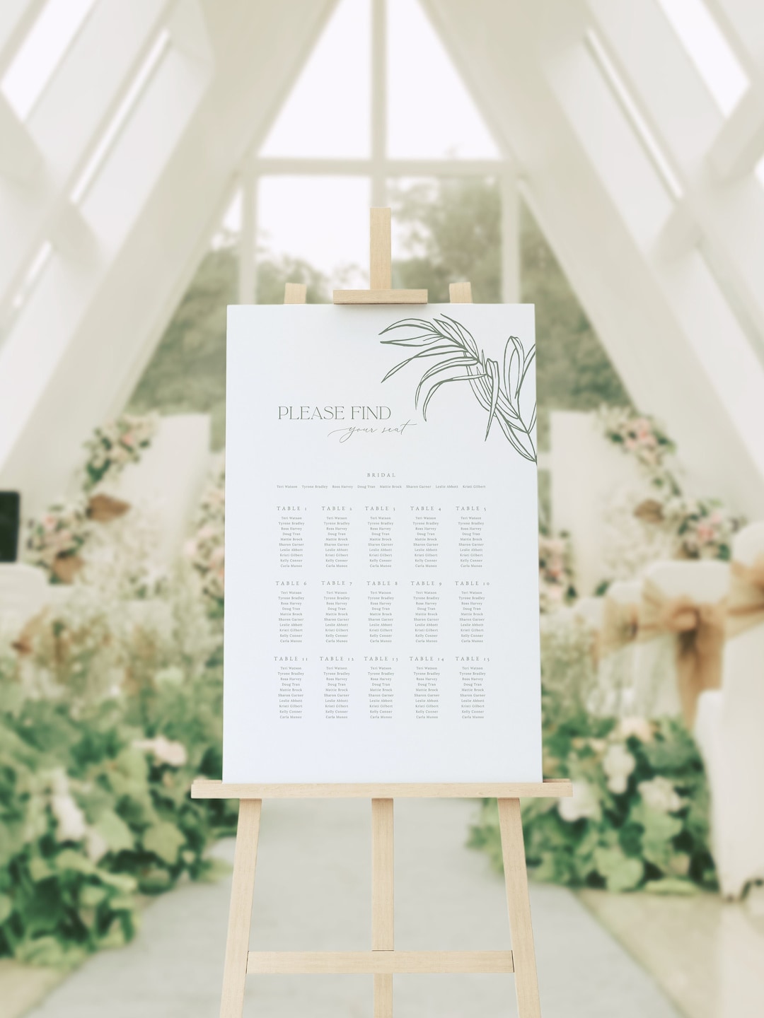 Palm Seating Chart, Sage Green Wedding Seating, Botanical Sign, Instant ...