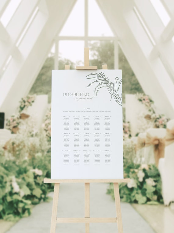 Palm Seating Chart Sage Green Wedding Seating Botanical | Etsy
