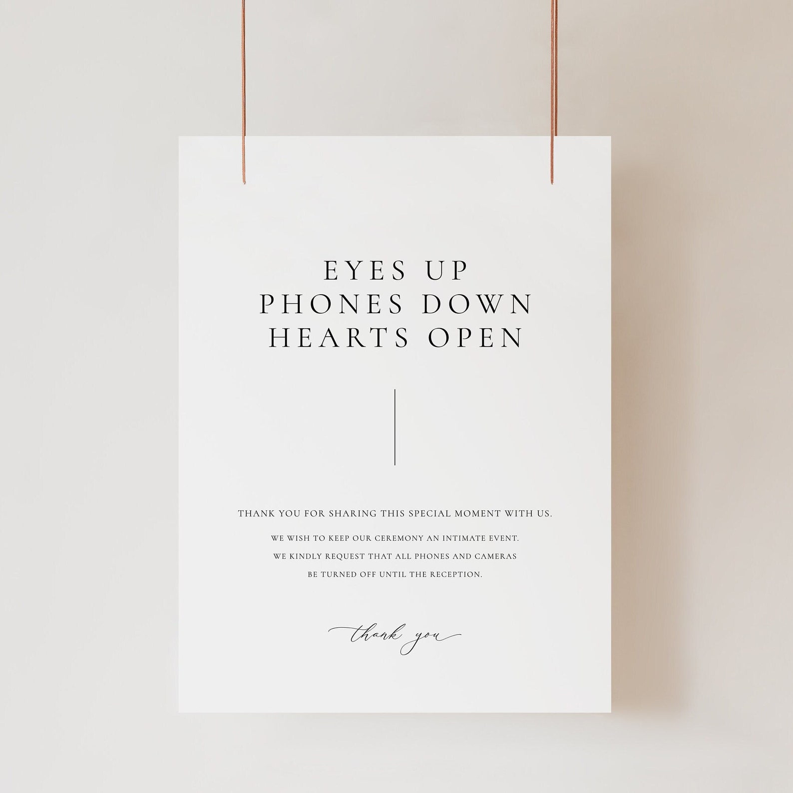 Unplugged Sign, Eyes up Phones Down Hearts Open, Elegant Modern ...