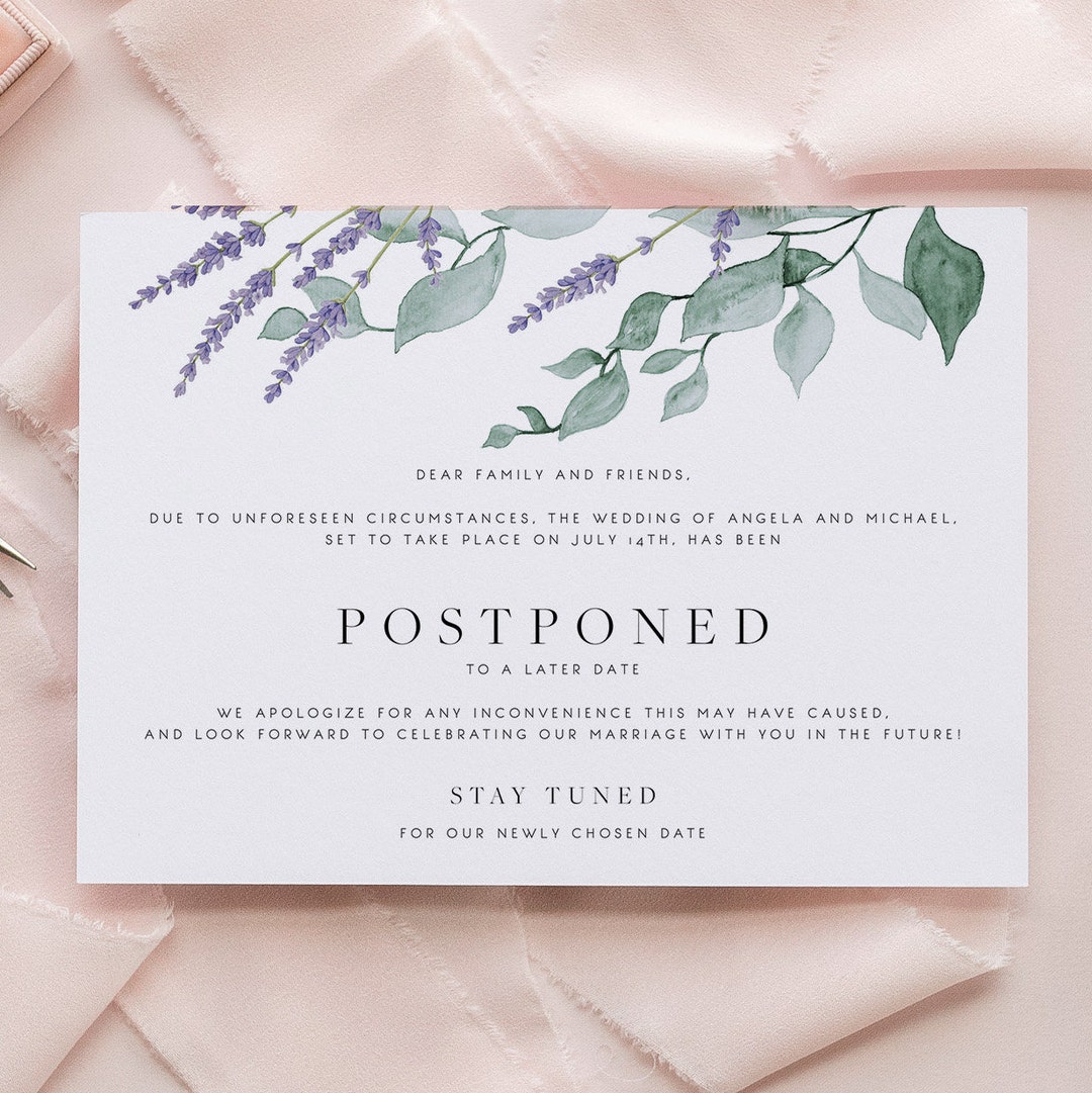 Wedding Postponement Announcement, Change of Date, Wedding Change ...