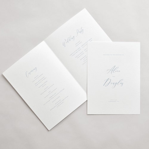 Blue Floral Ceremony Program Minimal Wedding Program - Etsy