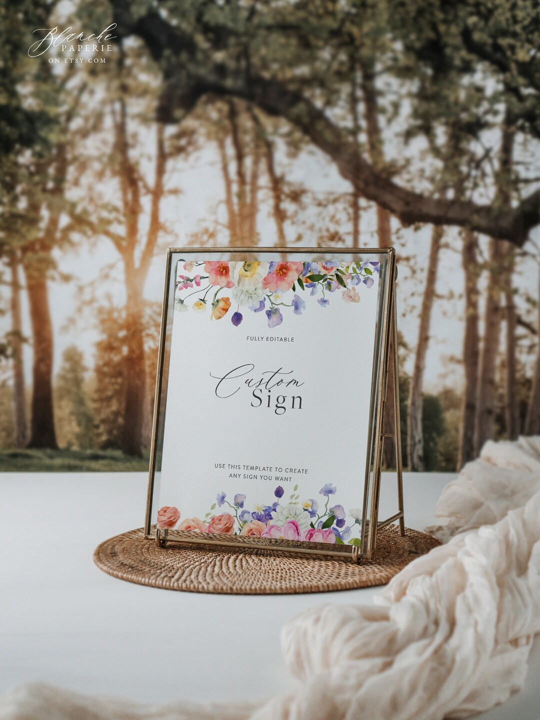 Colorful Bright Floral Custom Sign Template, Custom Sign Template ...