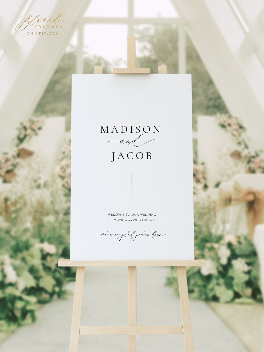 Elegant Welcome Sign Template, Modern Minimalist Wedding Welcome Sign ...