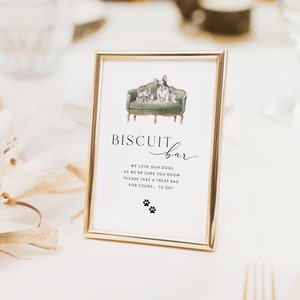 Dogs Biscuit Bar Sign, Modern Wedding Dog Treat Favors Sign, Dog Treat ...