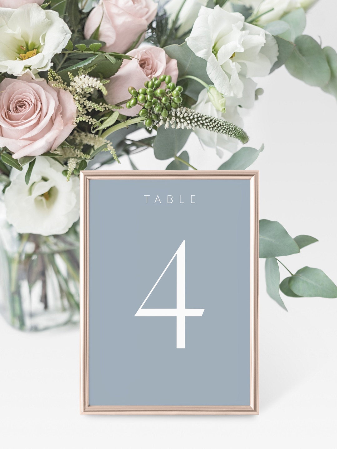 Dusty Blue Table Number, Printable Template, Pale Blue, Wedding Table ...