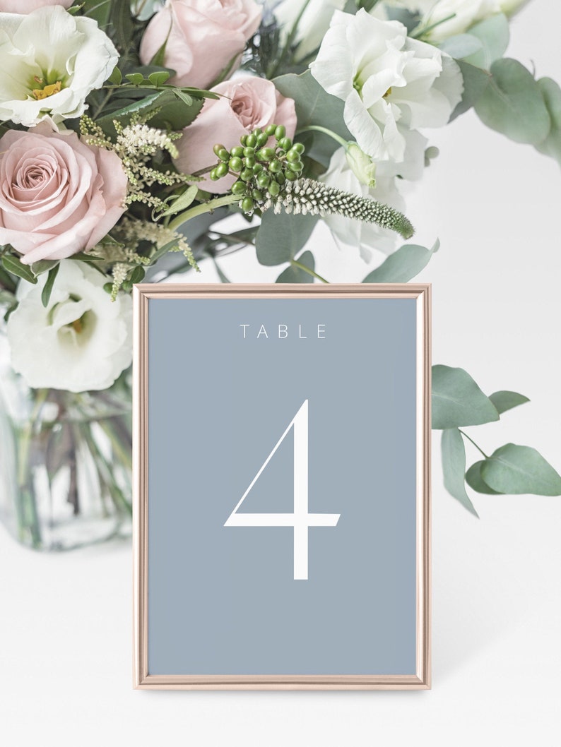 Dusty Blue Table Number Printable Template Pale Blue - Etsy