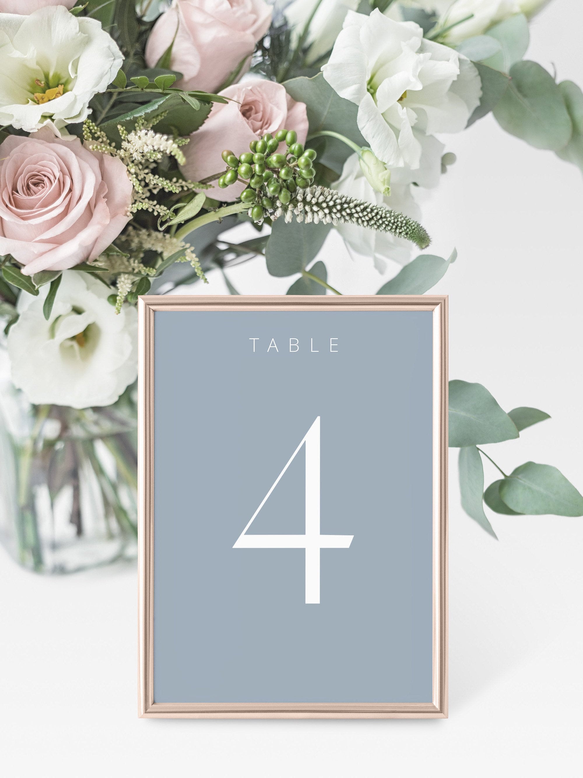 Dusty Blue Table Number Printable Template Pale Blue - Etsy