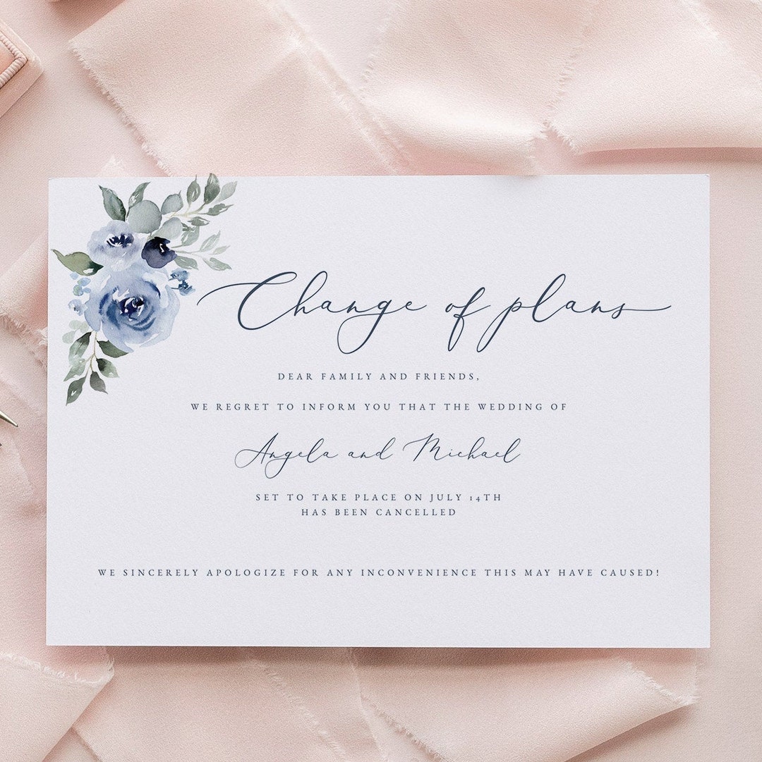 Wedding Cancellation Announcement, Event Change of Plans, Wedding ...