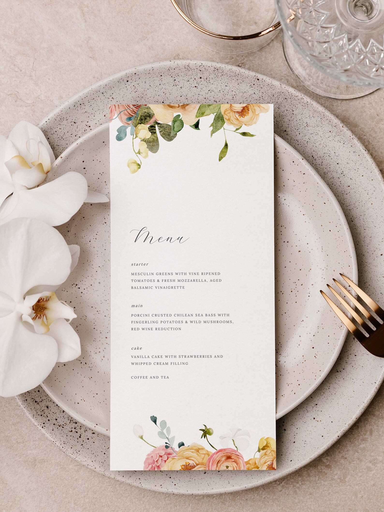 Wildflower Wedding Menu Modern Floral Menu Spring Flower | Etsy