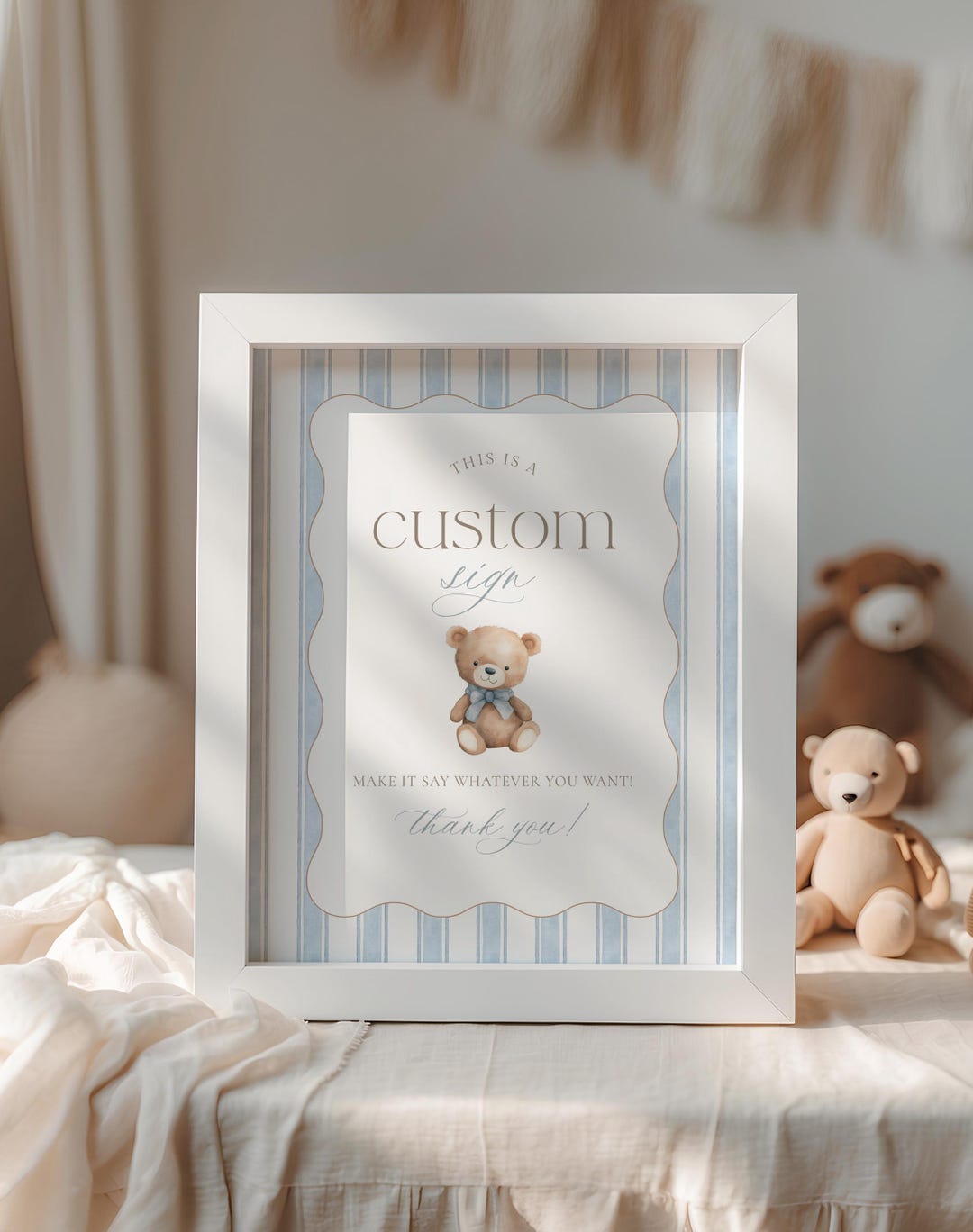 Teddy Bear Baby Shower Custom Sign - Editable Template - Etsy