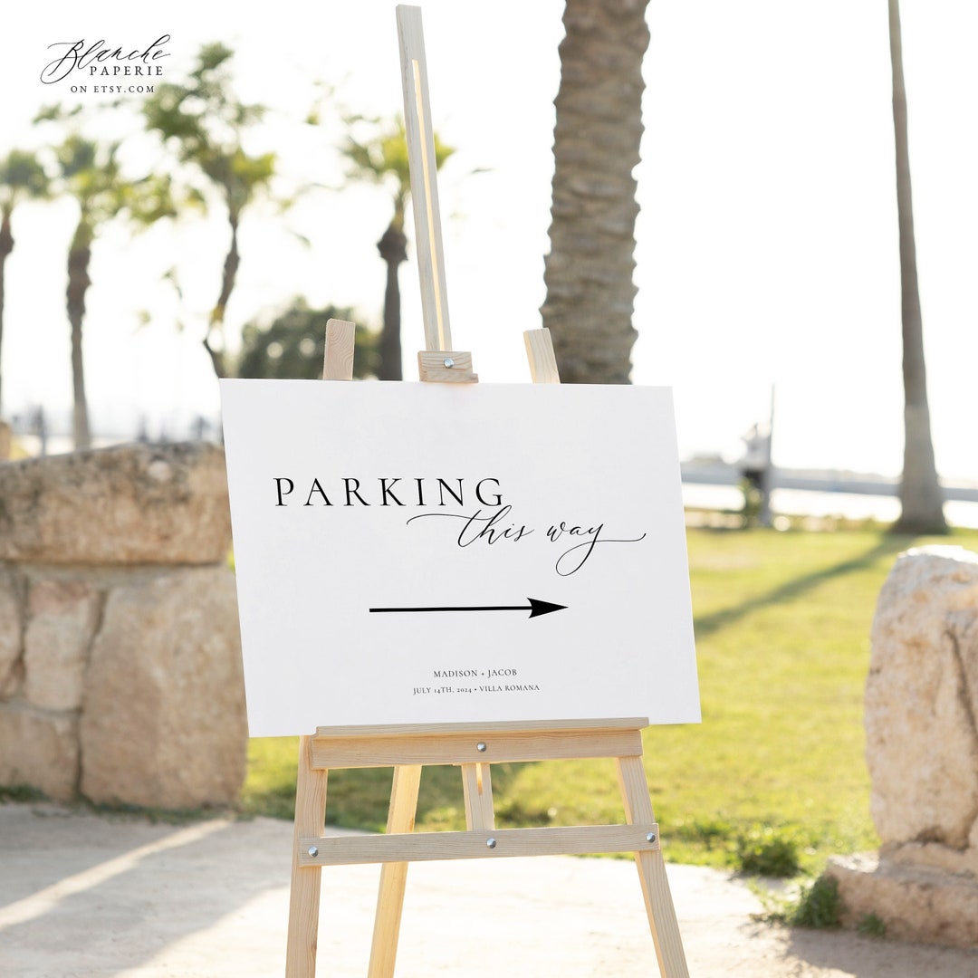 Wedding Parking Sign, Elegant Parking This Way Sign, Reception Parking ...
