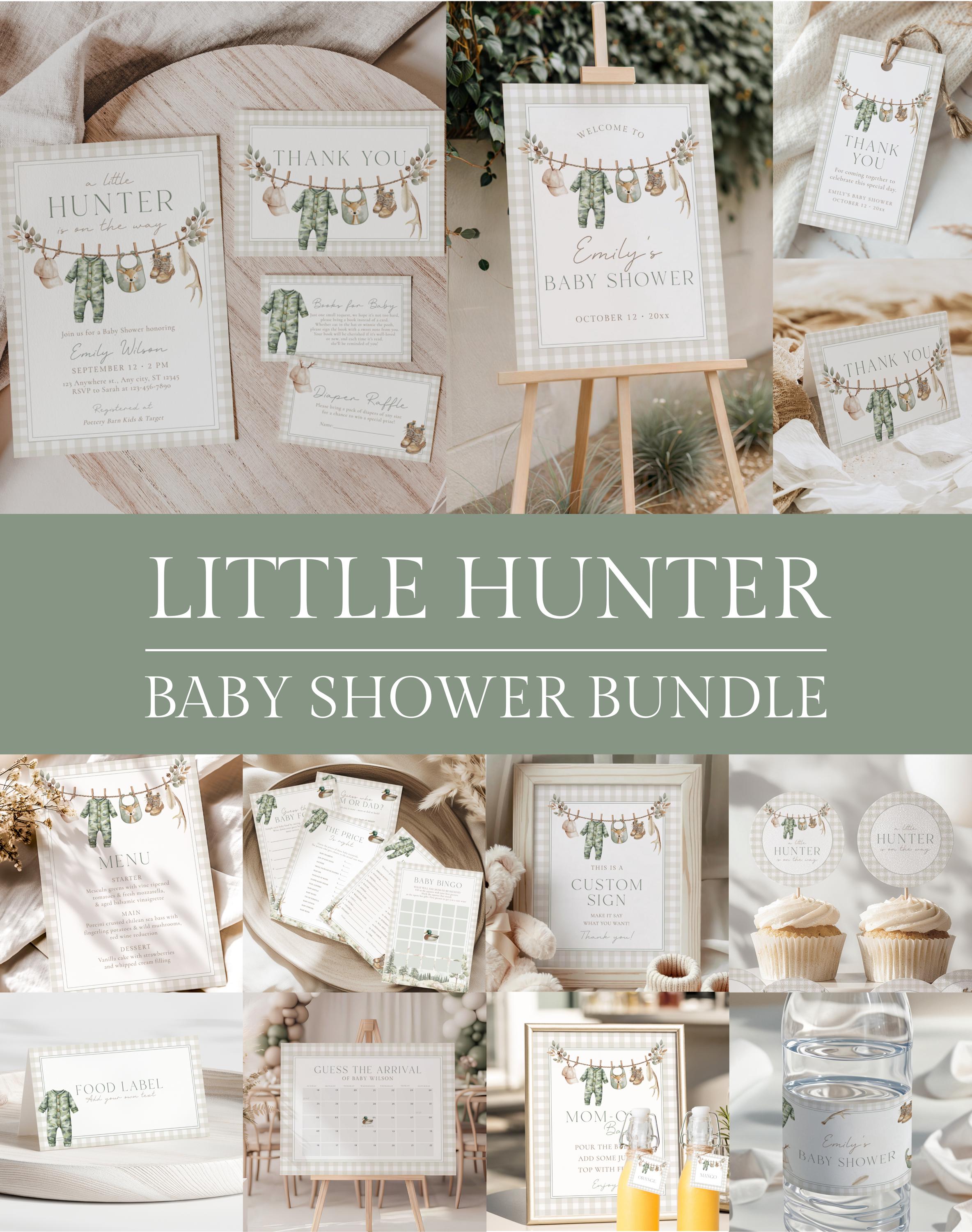 Little Hunter Baby Shower Bundle - Gingham Duck & Deer Theme With ...
