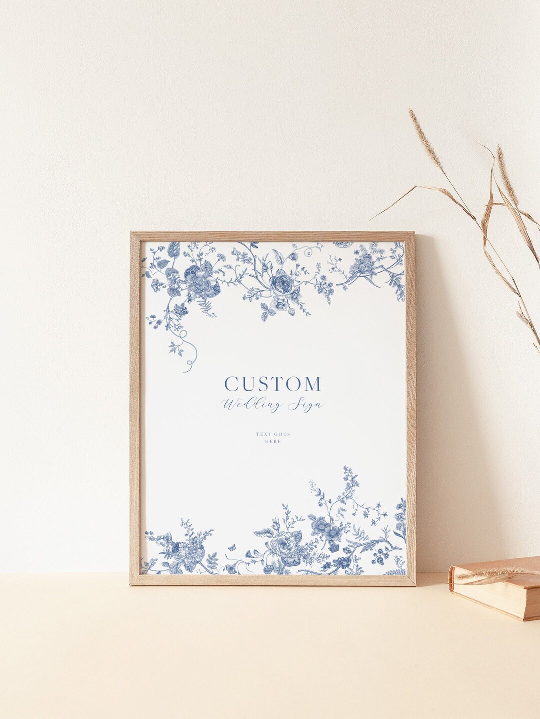 Custom Sign Template, Blue Floral Custom Sign, Printable Sign for ...