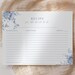 Blue Floral Recipe Card Template, Printable Bridal Shower Recipe Insert ...