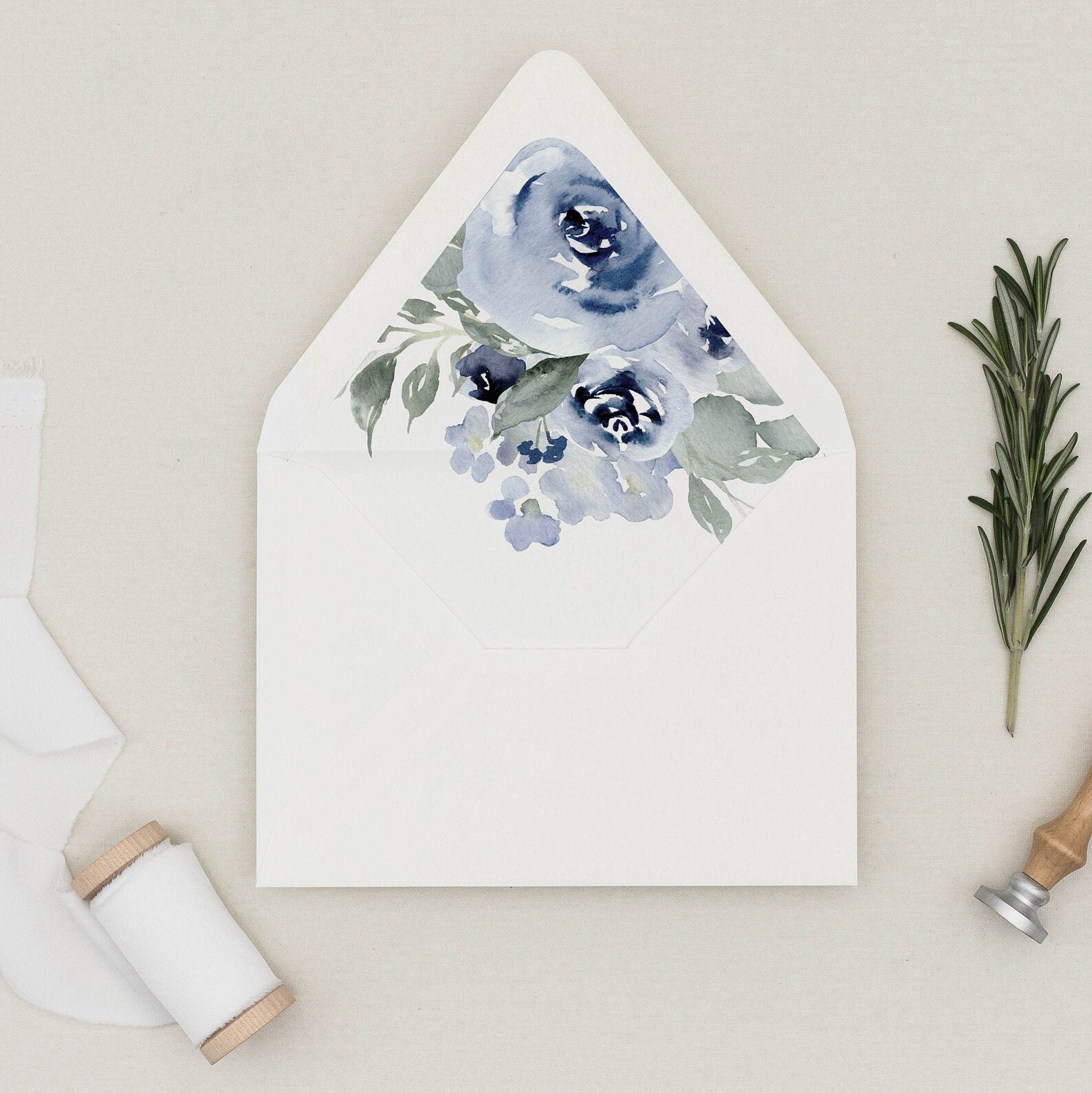 Blue Floral Envelope Liner Template, Navy Envelope Liners, Instant ...