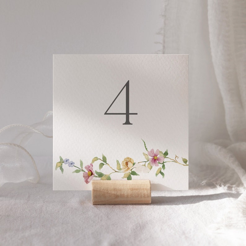 Wildflower Table Number Colorful Flowers Printable Template - Etsy