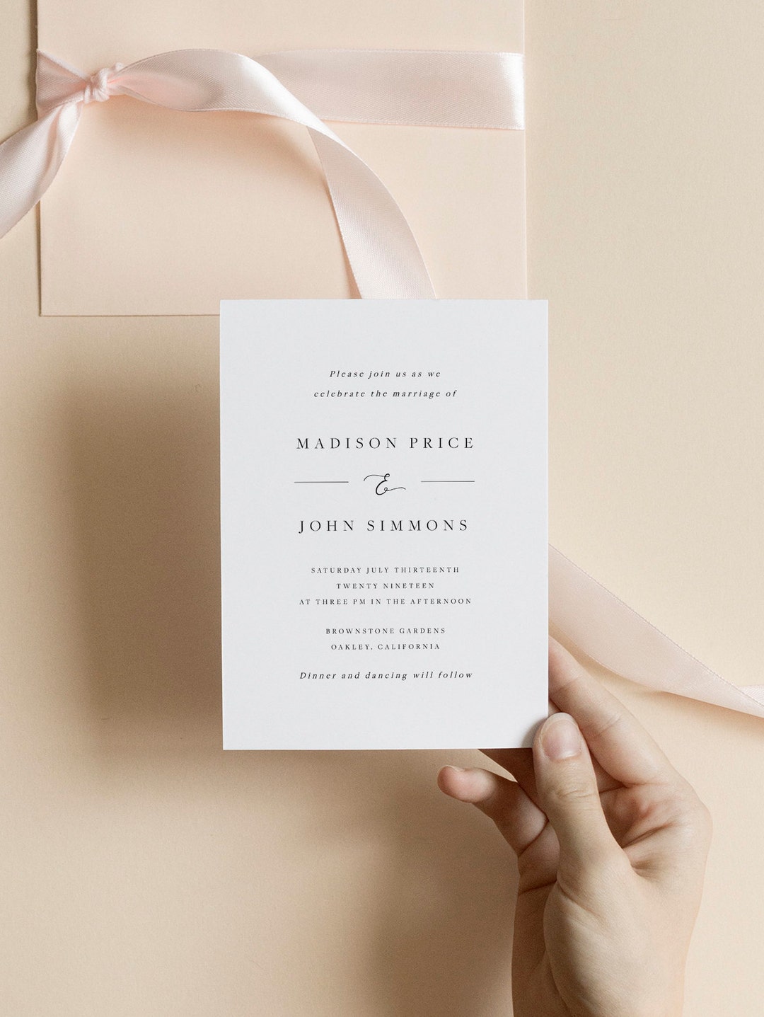 Minimalist Wedding Invitation Printable Modern Black and White Wedding ...