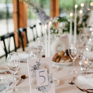 Dusty Blue Floral Table Number, Watercolor Table No, Printable Table ...