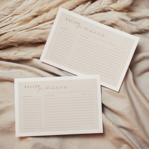 Boho Minimalist Recipe Card Template, Printable Bridal Shower Recipe ...