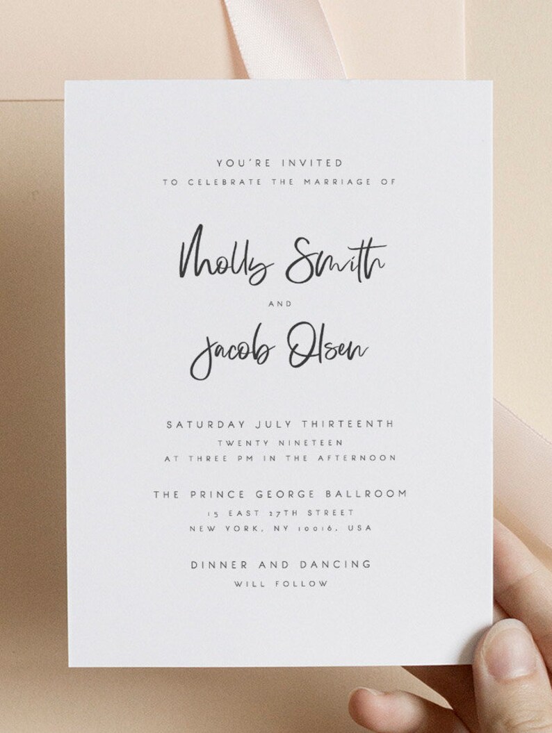 Print at Home Wedding Invitation Template DIY Editable Wedding - Etsy