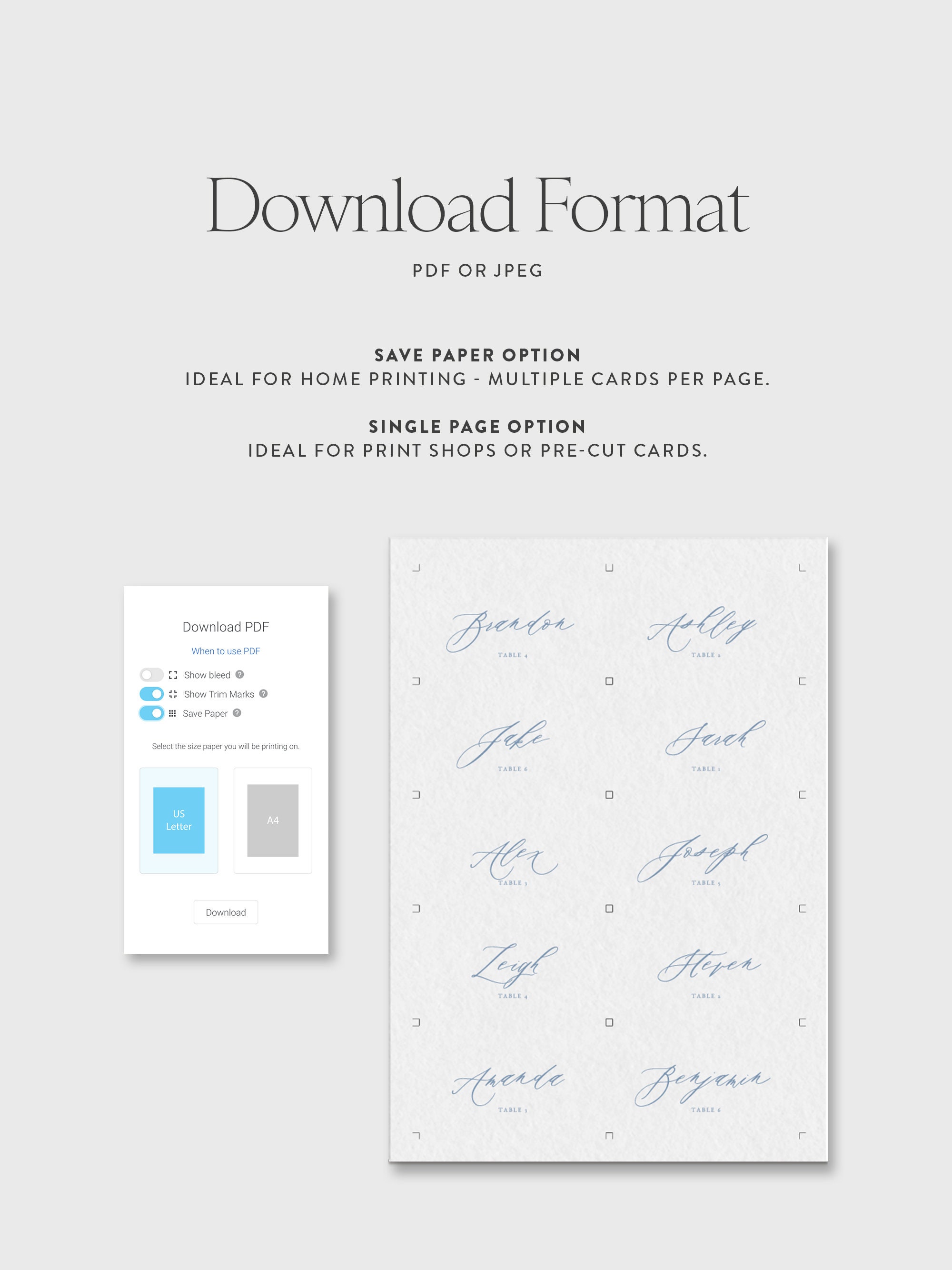 Dusty Blue Place Cards Blue Wedding Place Cards Navy Name - Etsy