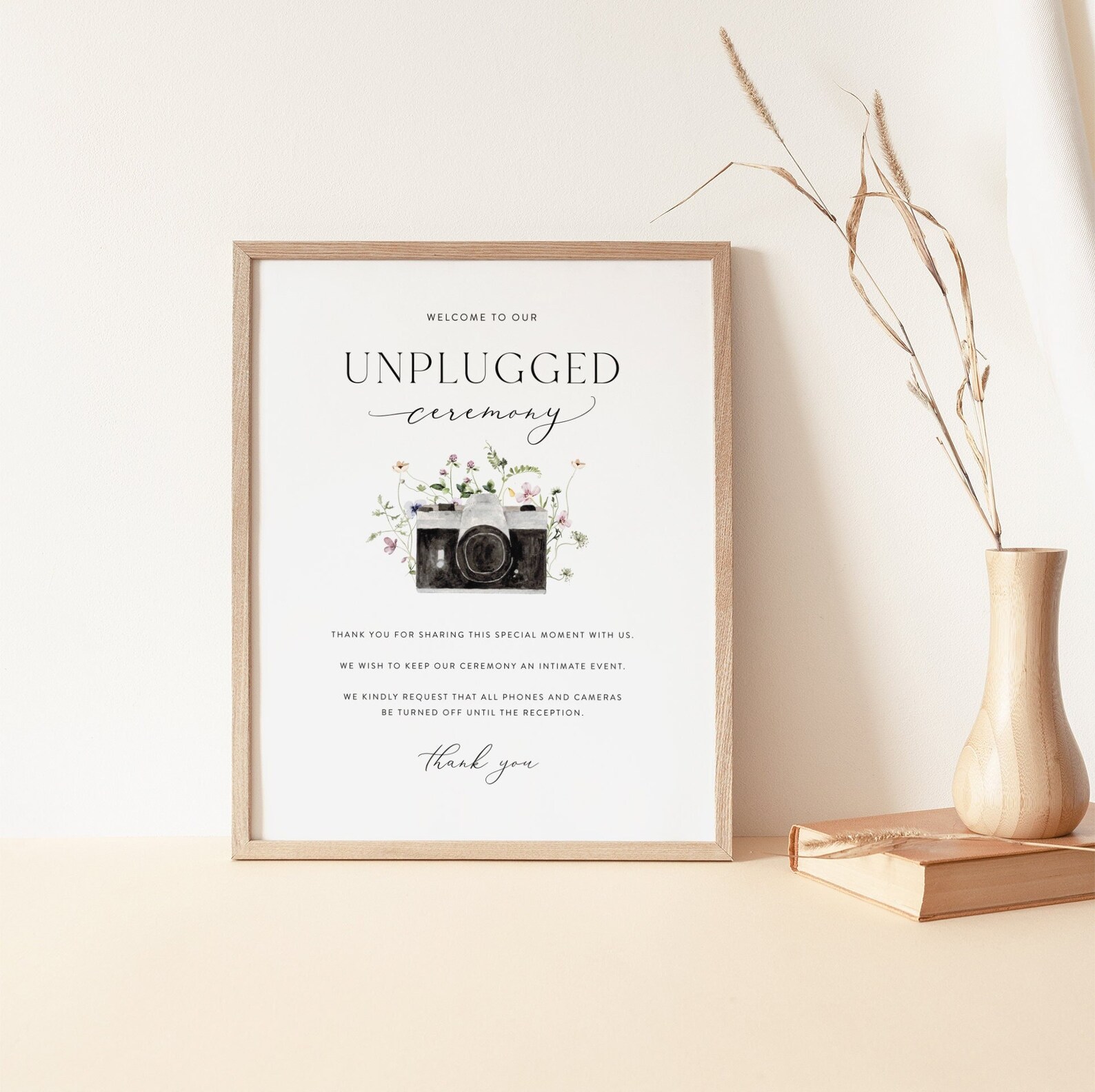 Floral Unplugged Ceremony Sign, Unplugged Ceremony Sign Printable ...