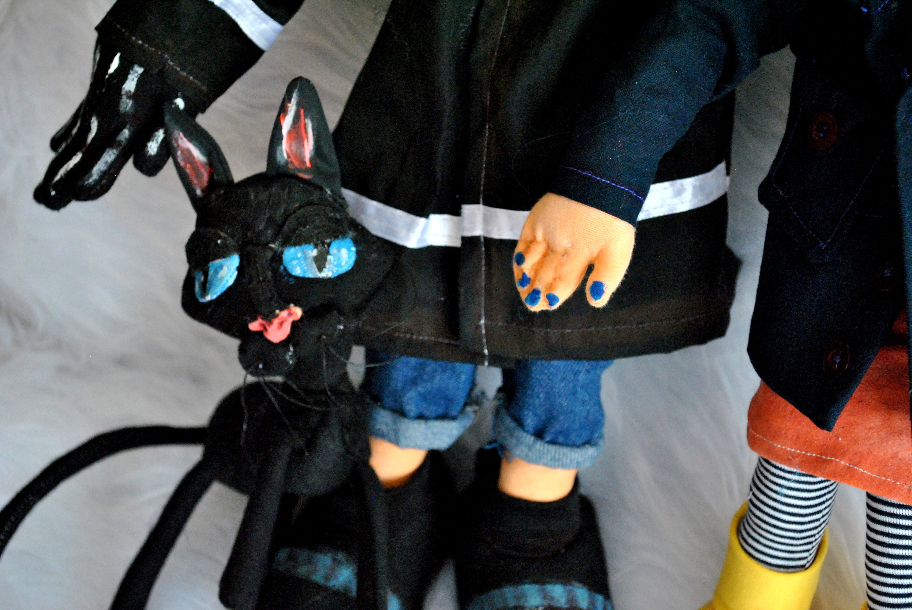 Coraline Jones, Wybie Lovat and the Cat, Ready to Ship, Handmade Fabric ...