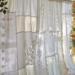 Romantic White Ivory Patchwork Lace Curtain Shabby Chic BOHO French ...