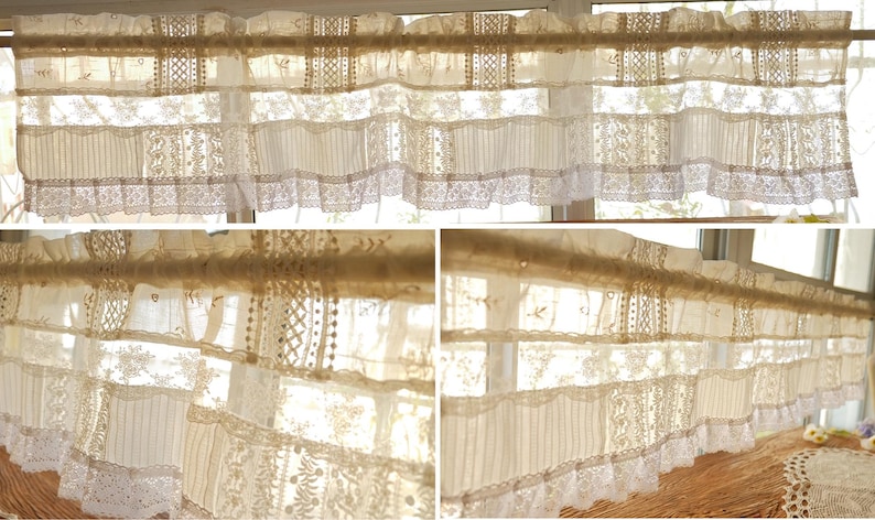Beautiful Elegant French Country Cottage White Ivory Fabric Lace ...