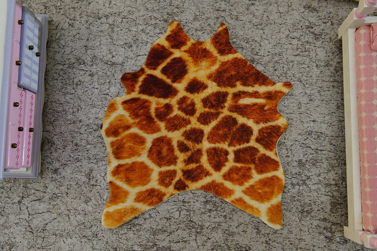 Miniature Artifical Faux Giraffe Leopard Skin Fur Rug for - Etsy