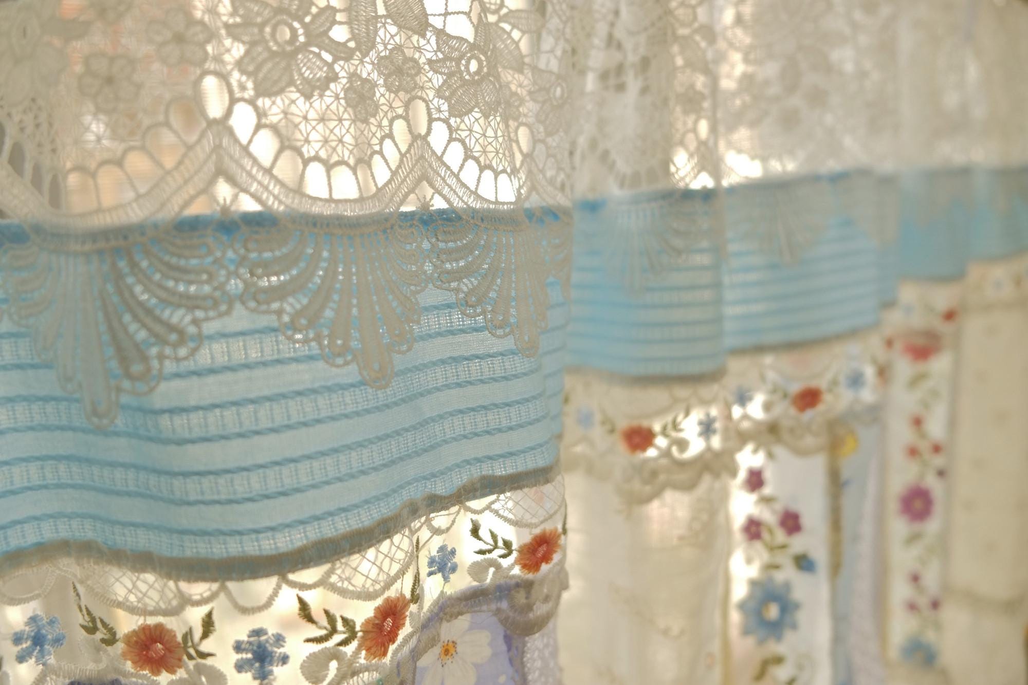 Handmade Blue Lace Curtain Valance: French Country Farmhouse Living ...