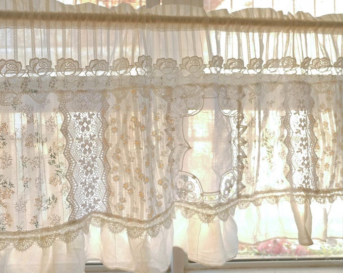 Elegant French Country White Mediterranean Lace Curtain Study Living ...