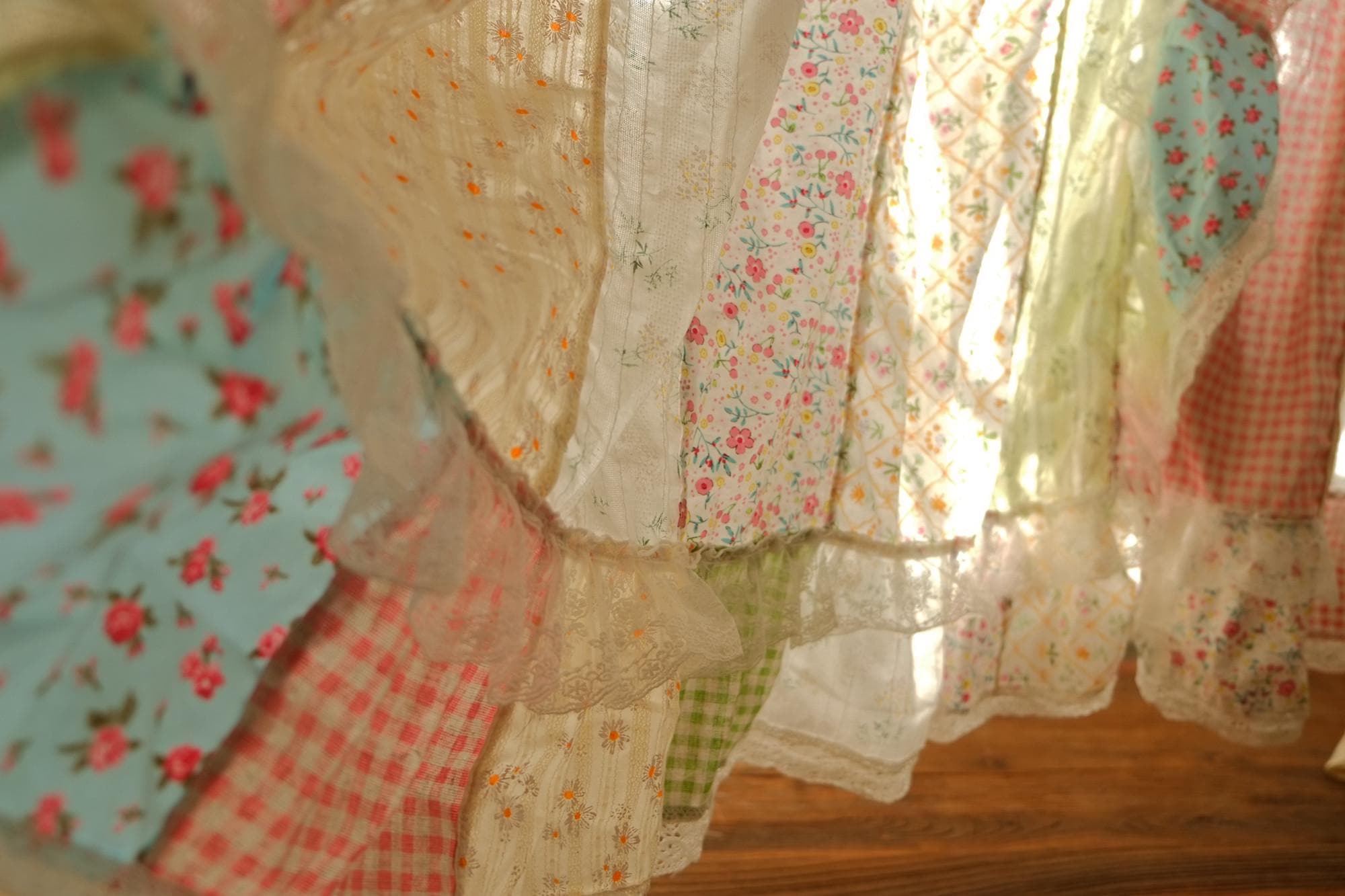 Colorful Patchwork Lace Curtain Panel French Country Shabby Chic Drapes ...