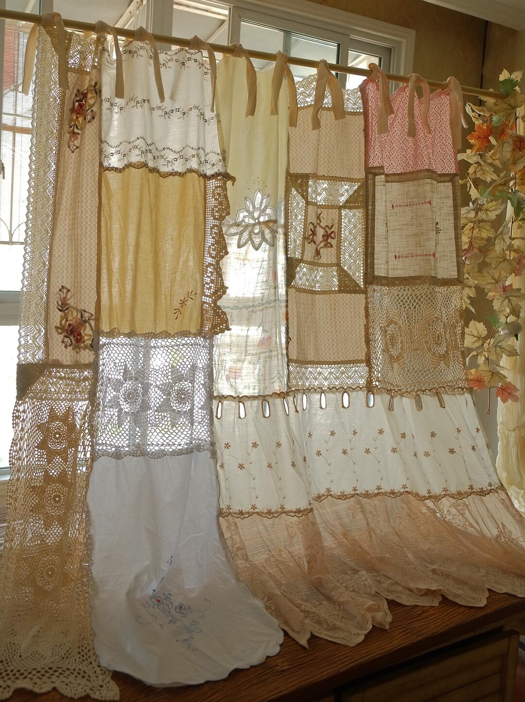 Shabby Chic Patchwork Curtain: Rustic French Farmhouse Style Living ...