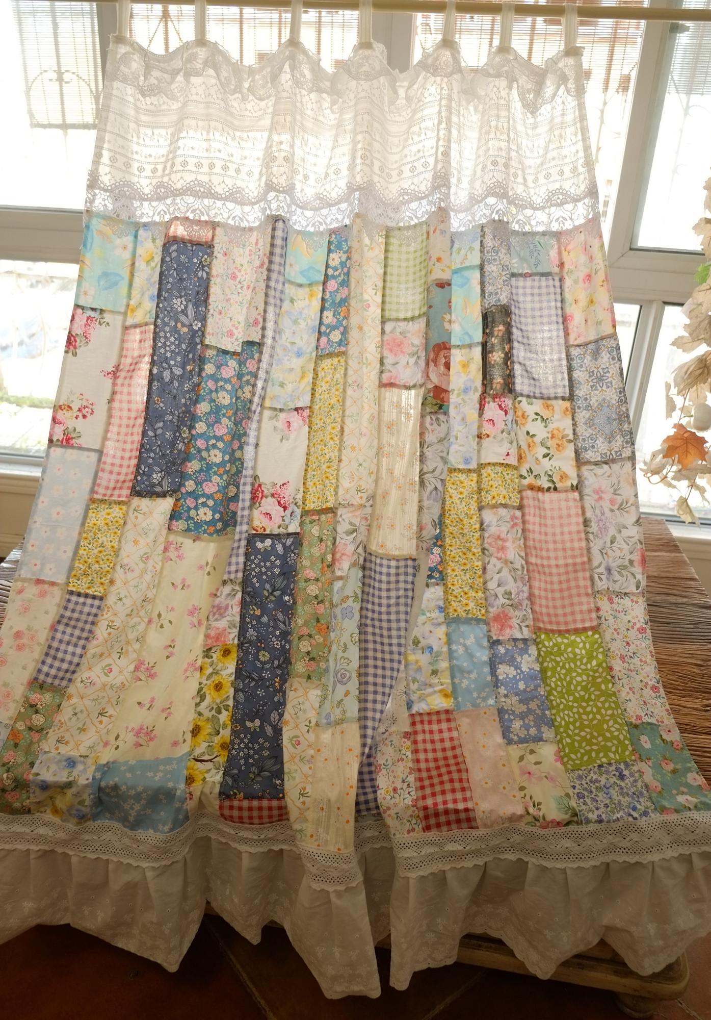 Artistic Vertical Strip Patchwork Valance in Vibrant Florals for ...