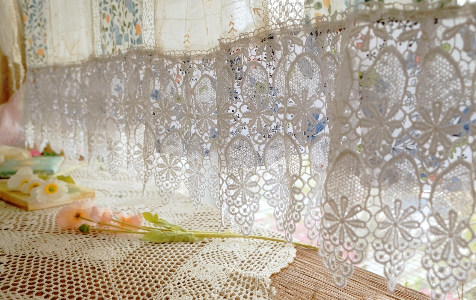 BOHO Country SHABBY Chic Cottage Rustic Farmhouse Lace Doily Fringed ...