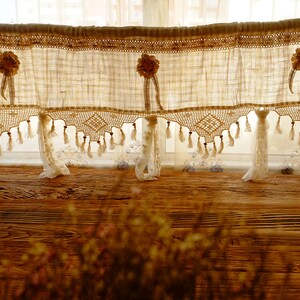 Scottish Country Shabby Chic Window Valence Curtain Banner Burlap Lace ...
