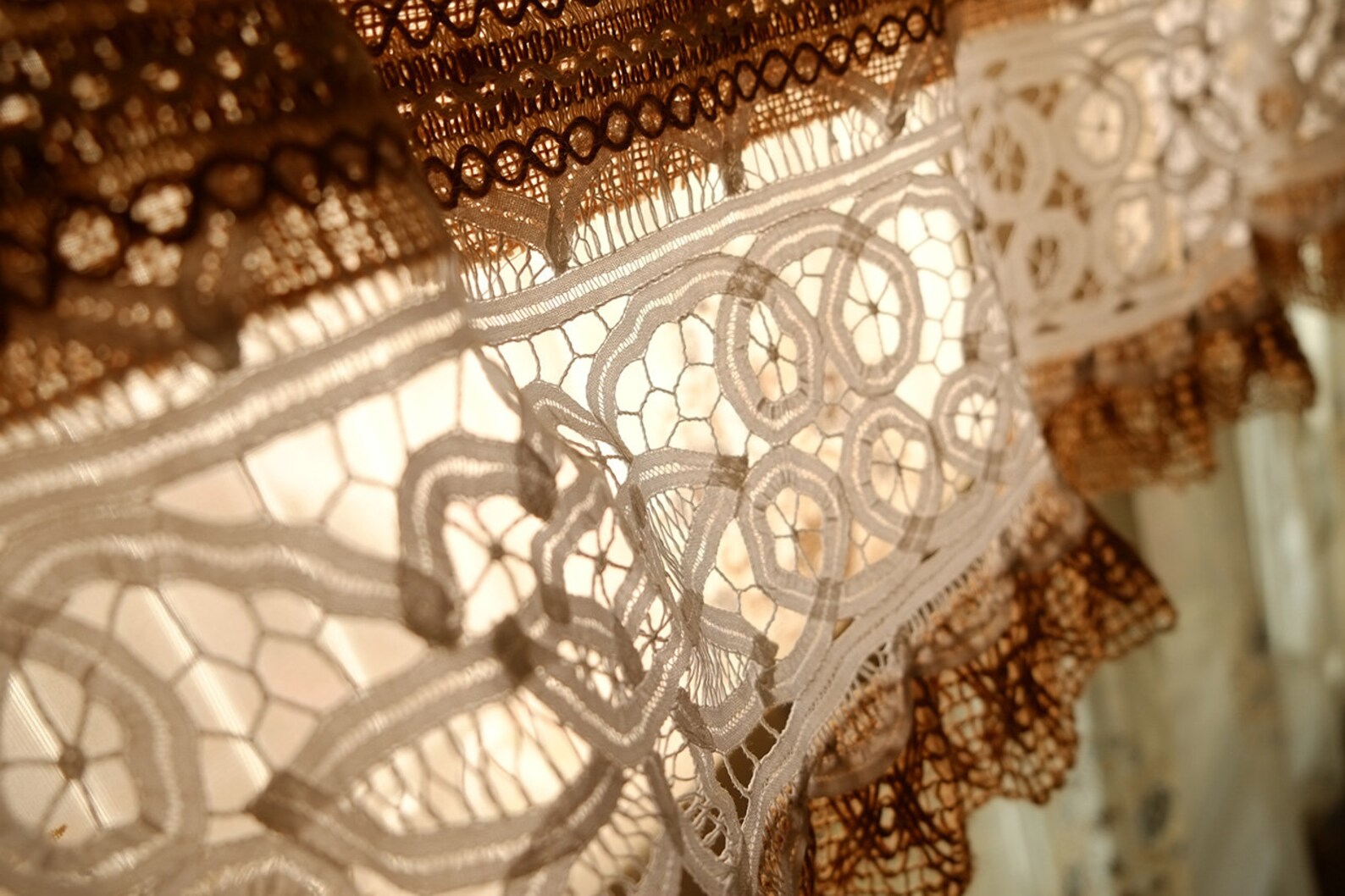 Custom Burlap Window Valance Curtain Vintage White Doily Lace - Rustic ...