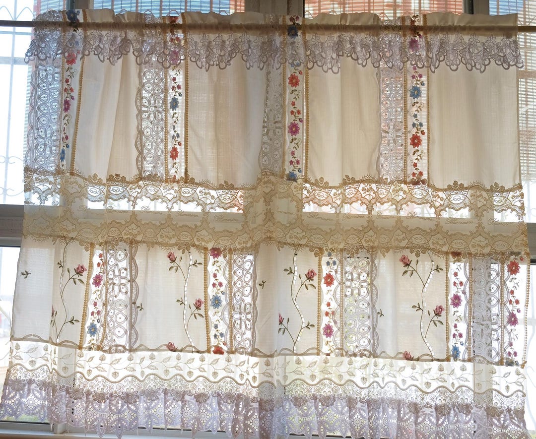 Handmade Floral Mediterranean Lace Curtain Valance: Shabby Chic ...