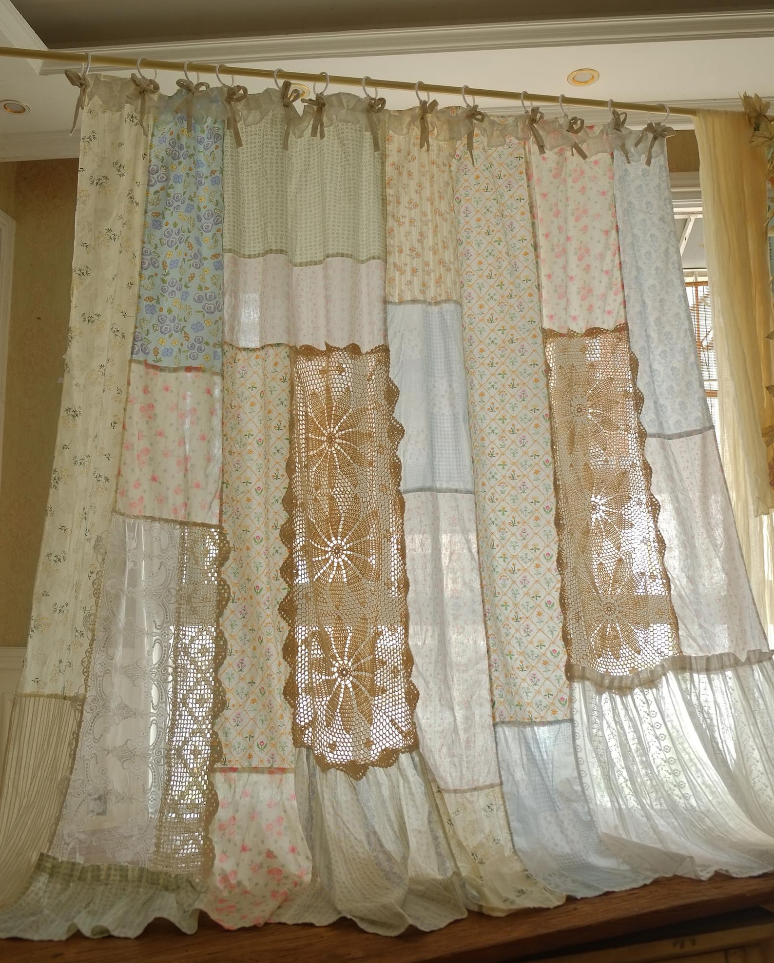 Shabby Chic Patchwork Lace Curtain Handmade With Mixed Patterns Crochet ...
