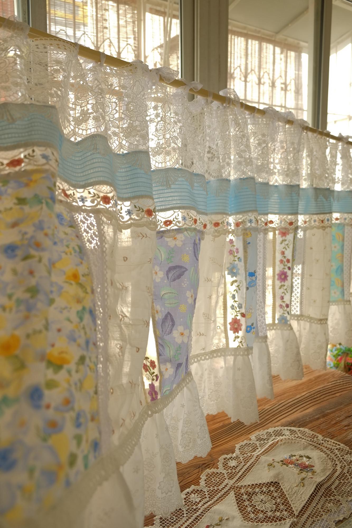 Handmade Blue Lace Curtain Valance: French Country Farmhouse Living ...