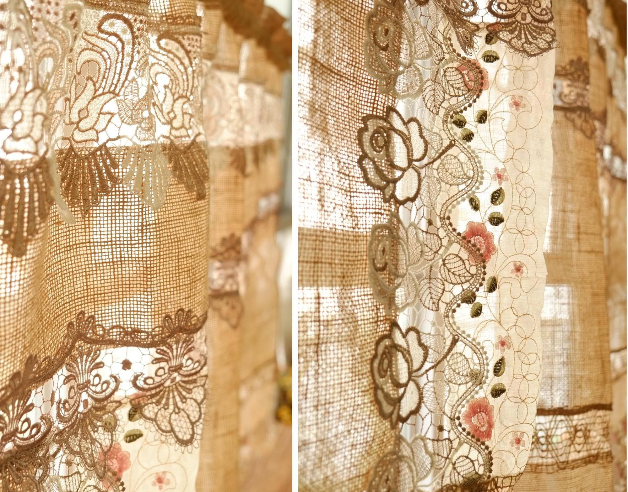 Handmade Farmhouse Burlap Lace Curtain: Shabby Chic Valance - Etsy