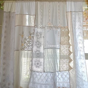 Romantic White Ivory Patchwork Lace Curtain Shabby Chic BOHO French ...