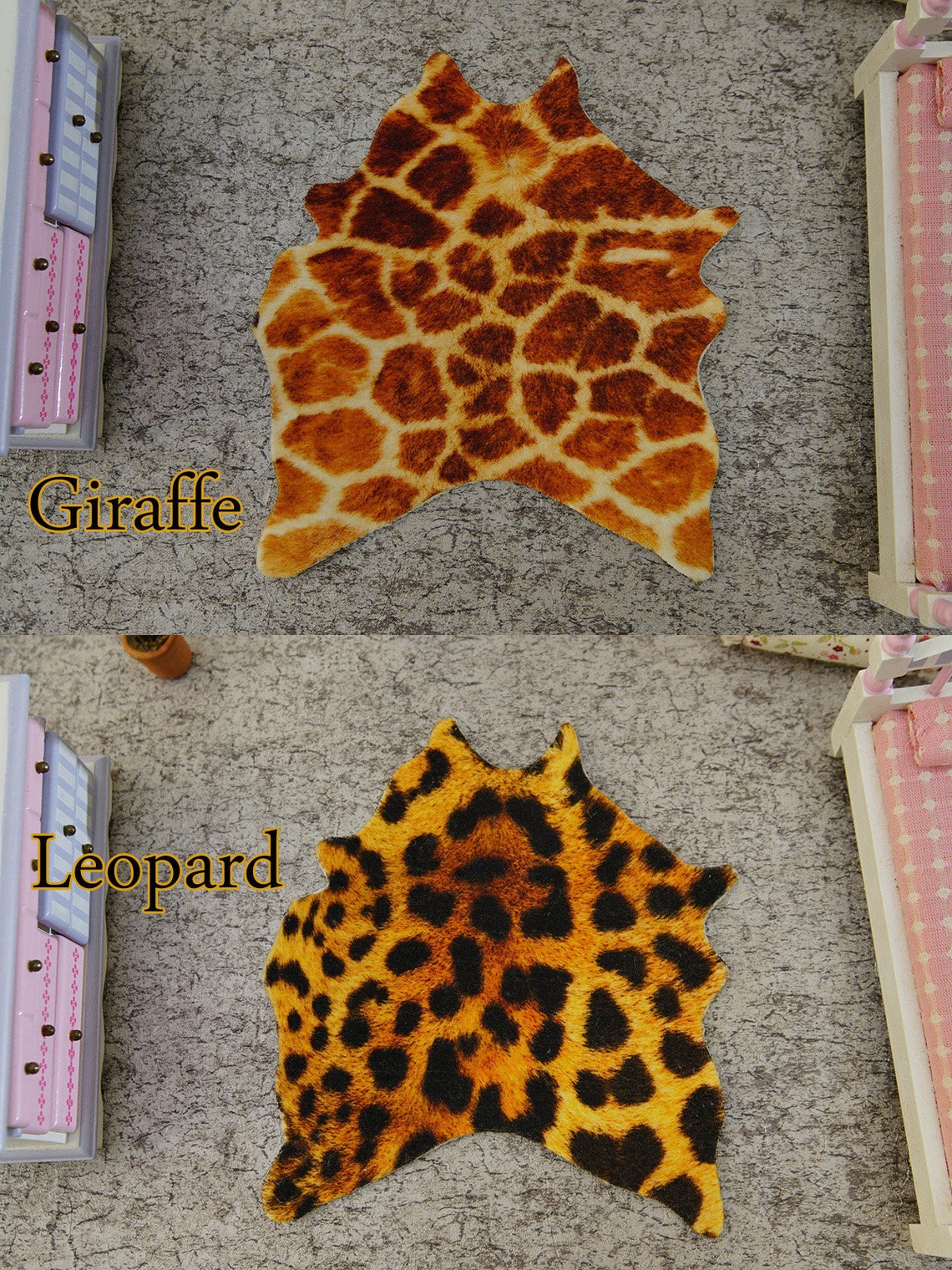 Miniature Artifical Faux Giraffe Leopard Skin Fur Rug for - Etsy