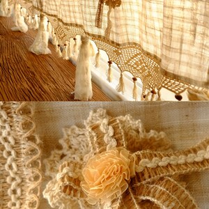Scottish Country Shabby Chic Window Valence Curtain Banner Burlap Lace ...