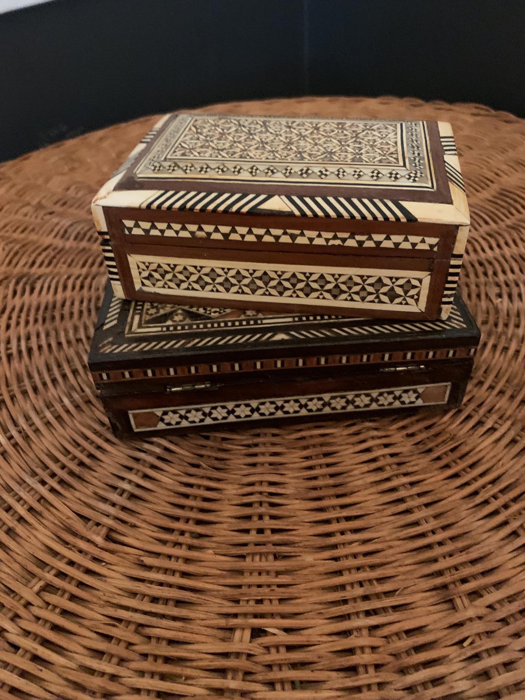 Vintage Mother of Pearl Inlaid Wooden Boxes - Etsy